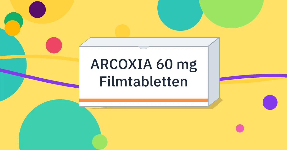 Symbolbild: Packung mit der Aufschrift ARCOXIA 60 mg Filmtabletten (PZN 03127988) – Verfügbarkeit und Bezug in Apotheken in Frankfurt am Main