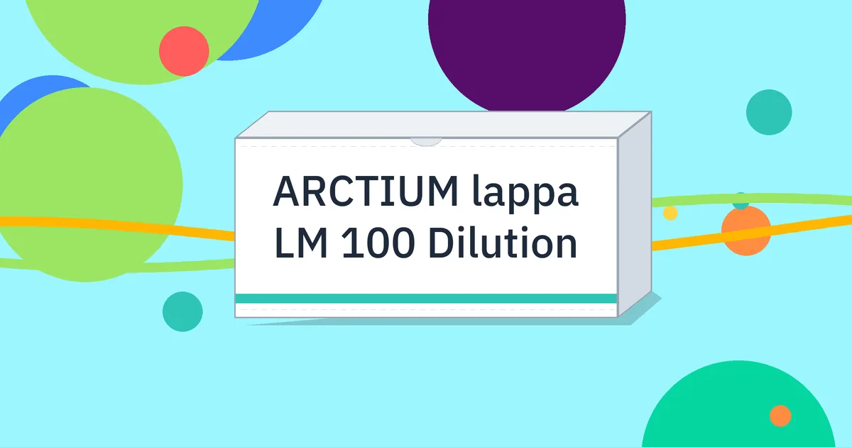 Symbolbild: Packung mit der Aufschrift ARCTIUM lappa LM 100 Dilution (PZN 13388106) – Verfügbarkeit und Bezug in Apotheken in Frankfurt am Main