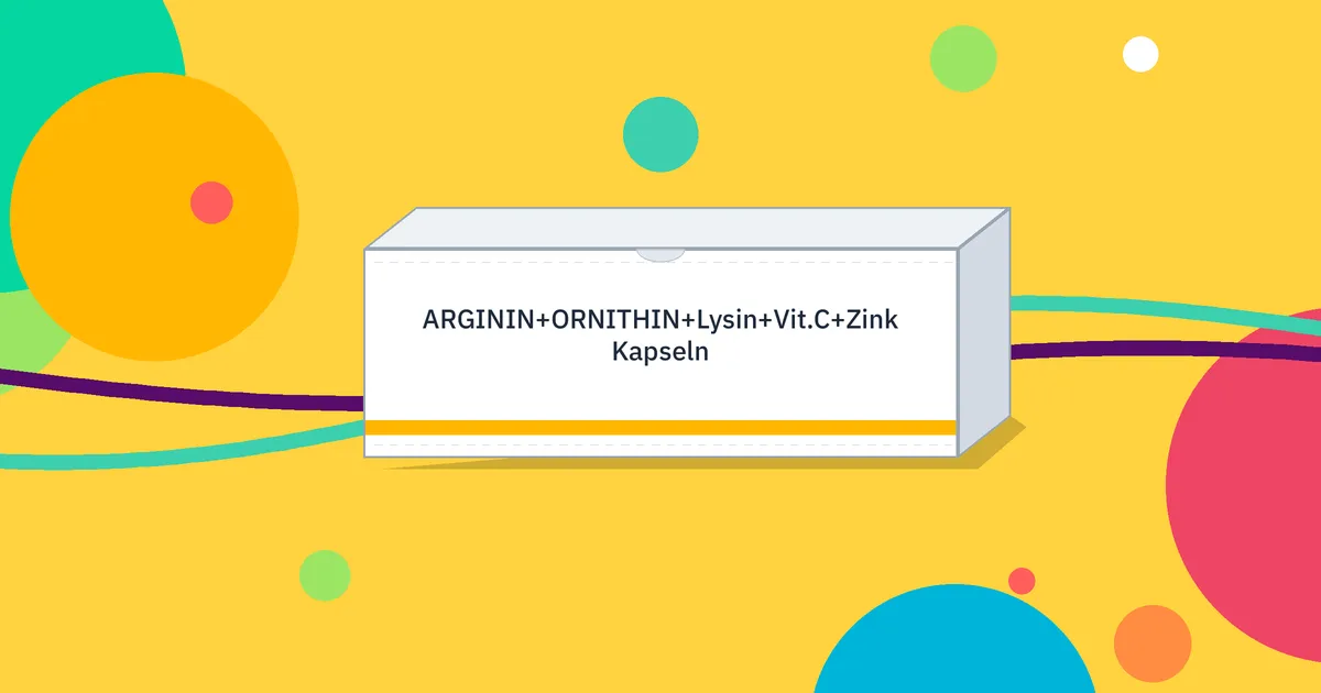Symbolbild: Packung mit der Aufschrift ARGININ+ORNITHIN+Lysin+Vit.C+Zink Kapseln (PZN 19282099) – Verfügbarkeit und Bezug in Apotheken in Frankfurt am Main