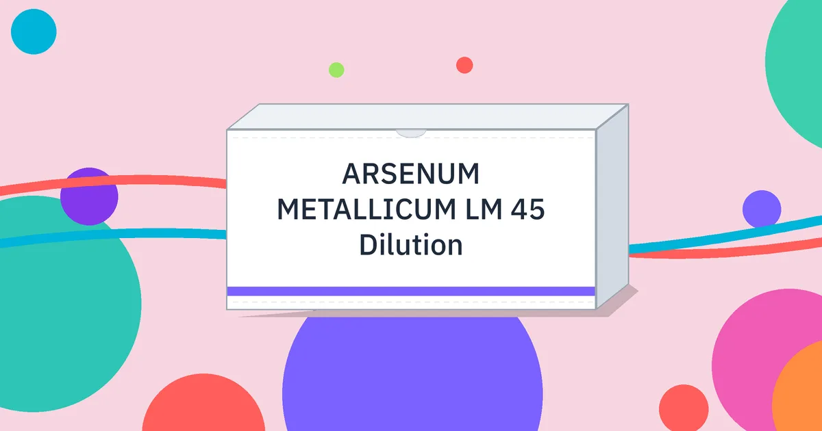 Symbolbild: Packung mit der Aufschrift ARSENUM METALLICUM LM 45 Dilution (PZN 12779572) – Verfügbarkeit und Bezug in Apotheken in Frankfurt am Main