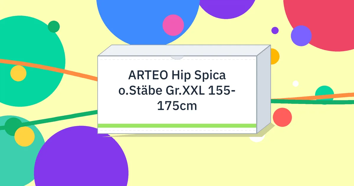 Symbolbild: Packung mit der Aufschrift ARTEO Hip Spica o.Stäbe Gr.XXL 155-175cm (PZN 13878891) – Verfügbarkeit und Bezug in Apotheken in Frankfurt am Main