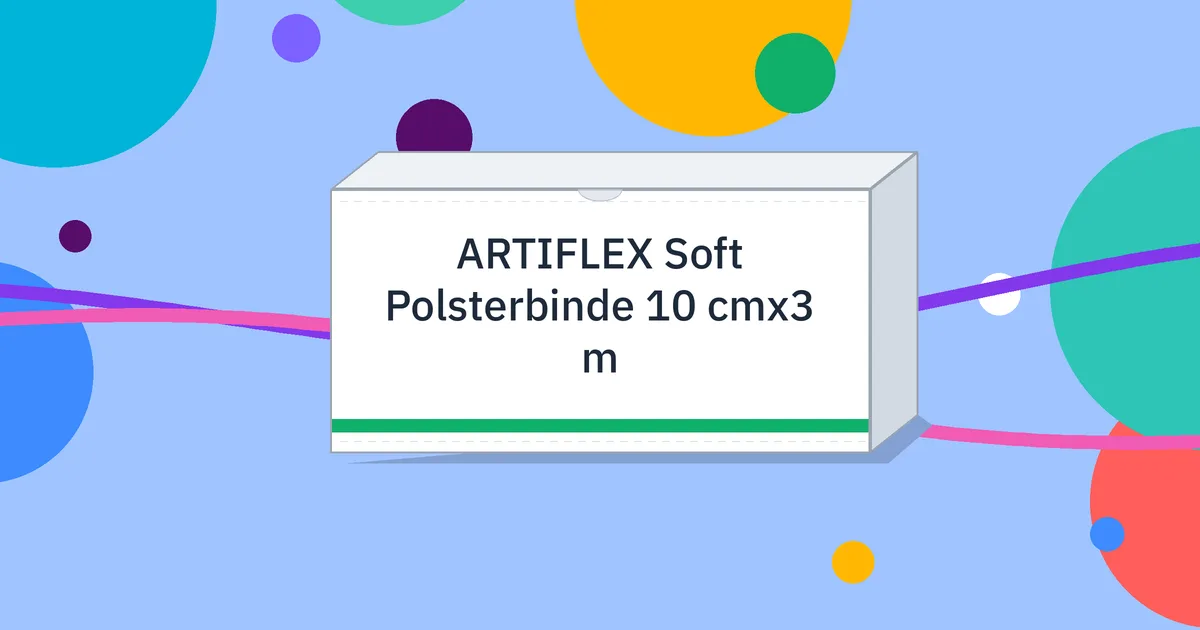 Symbolbild: Packung mit der Aufschrift ARTIFLEX Soft Polsterbinde 10 cmx3 m (PZN 19726975) – Verfügbarkeit und Bezug in Apotheken in Frankfurt am Main