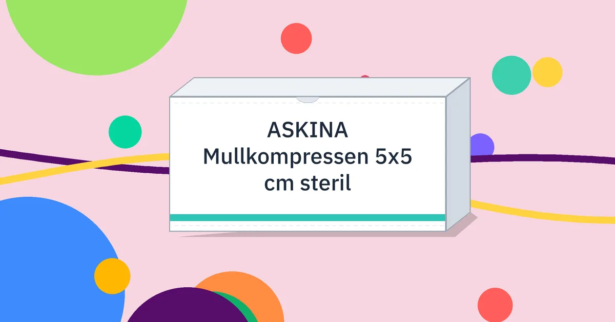 Symbolbild: Packung mit der Aufschrift ASKINA Mullkompressen 5x5 cm steril (PZN 12735698) – Verfügbarkeit und Bezug in Apotheken in Frankfurt am Main