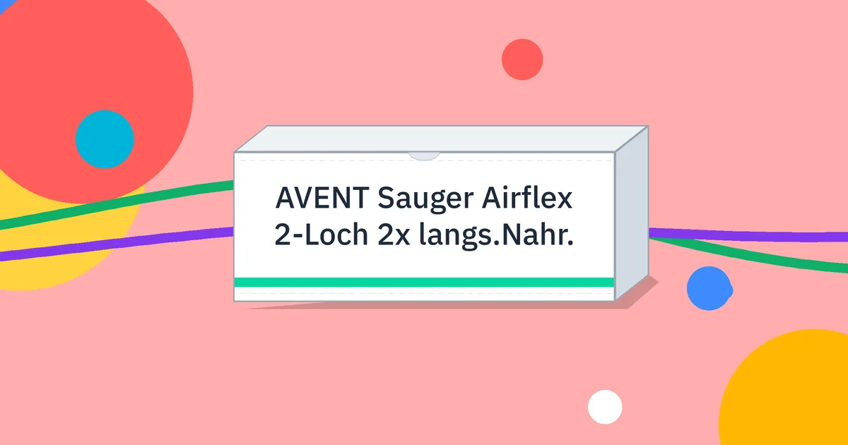 Symbolbild: Packung mit der Aufschrift AVENT Sauger Airflex 2-Loch 2x langs.Nahr. (PZN 03753102) – Verfügbarkeit und Bezug in Apotheken in Frankfurt am Main