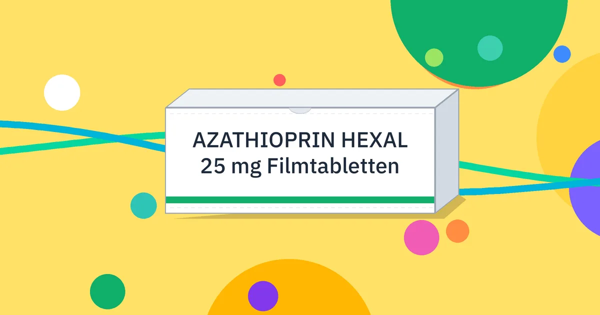 Symbolbild: Packung mit der Aufschrift AZATHIOPRIN HEXAL 25 mg Filmtabletten (PZN 01502011) – Verfügbarkeit und Bezug in Apotheken in Frankfurt am Main