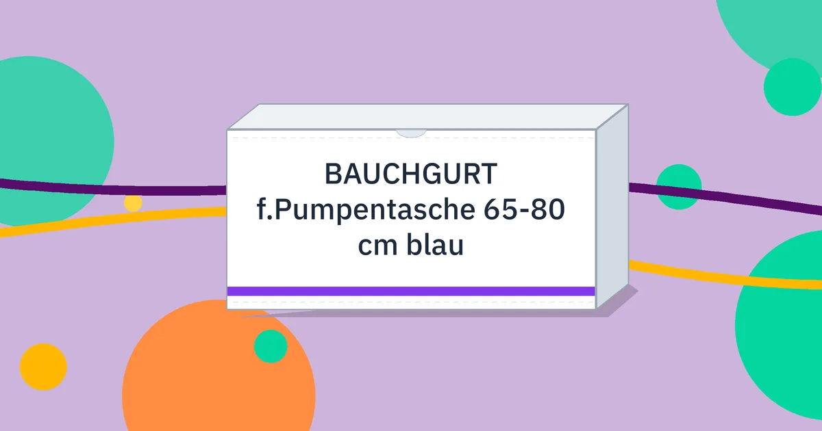 Symbolbild: Packung mit der Aufschrift BAUCHGURT f.Pumpentasche 65-80 cm blau (PZN 13915652) – Verfügbarkeit und Bezug in Apotheken in Frankfurt am Main
