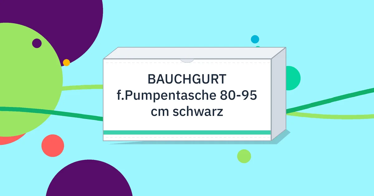Symbolbild: Packung mit der Aufschrift BAUCHGURT f.Pumpentasche 80-95 cm schwarz (PZN 13915623) – Verfügbarkeit und Bezug in Apotheken in Frankfurt am Main