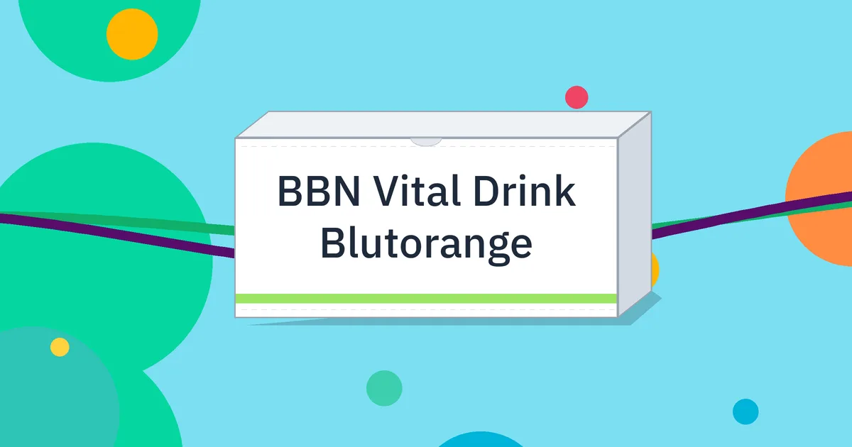 Symbolbild: Packung mit der Aufschrift BBN Vital Drink Blutorange (PZN 13974318) – Verfügbarkeit und Bezug in Apotheken in Frankfurt am Main