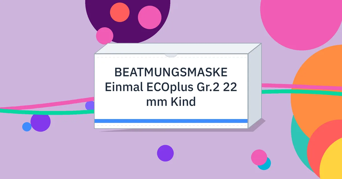Symbolbild: Packung mit der Aufschrift BEATMUNGSMASKE Einmal ECOplus Gr.2 22 mm Kind (PZN 10066425) – Verfügbarkeit und Bezug in Apotheken in Frankfurt am Main