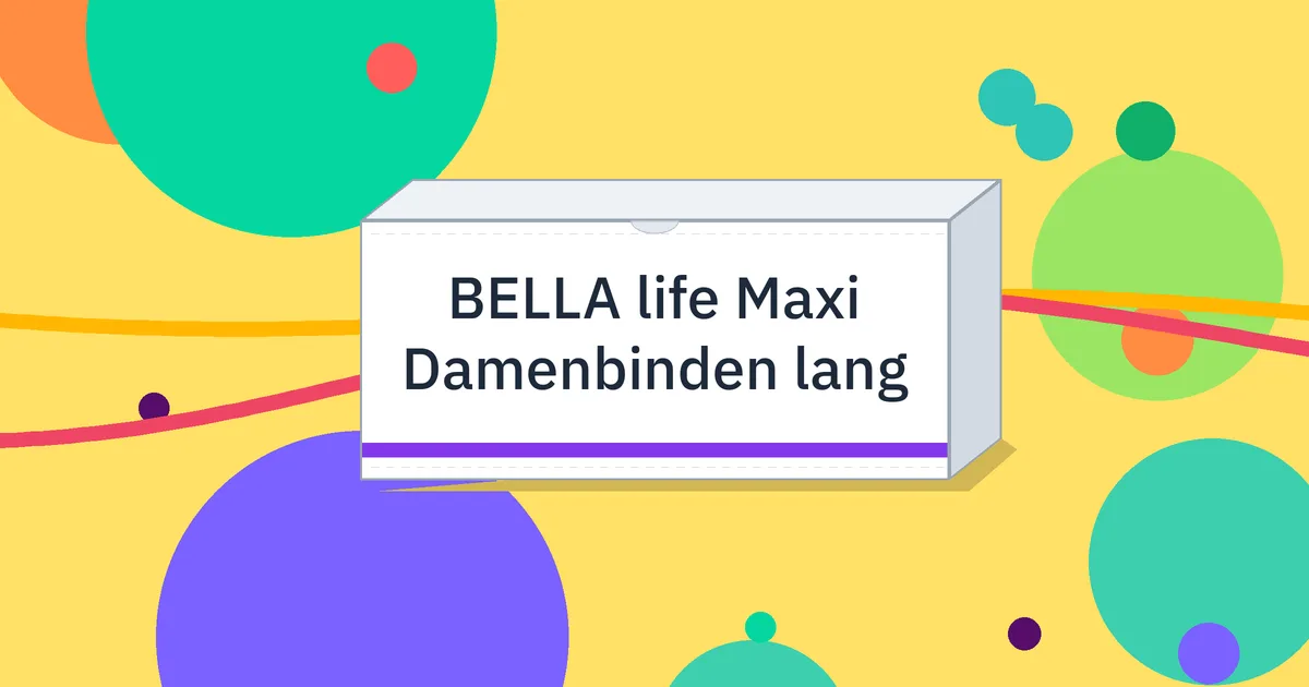 Symbolbild: Packung mit der Aufschrift BELLA life Maxi Damenbinden lang (PZN 20099408) – Verfügbarkeit und Bezug in Apotheken in Frankfurt am Main