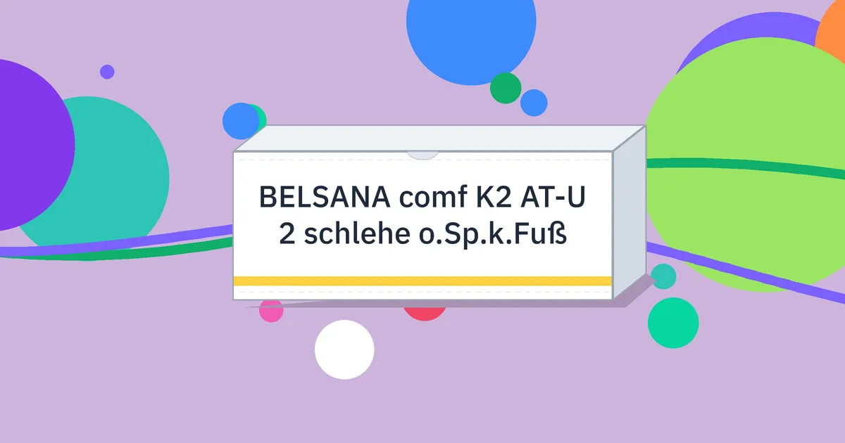 Symbolbild: Packung mit der Aufschrift BELSANA comf K2 AT-U 2 schlehe o.Sp.k.Fuß (PZN 12333155) – Verfügbarkeit und Bezug in Apotheken in Frankfurt am Main