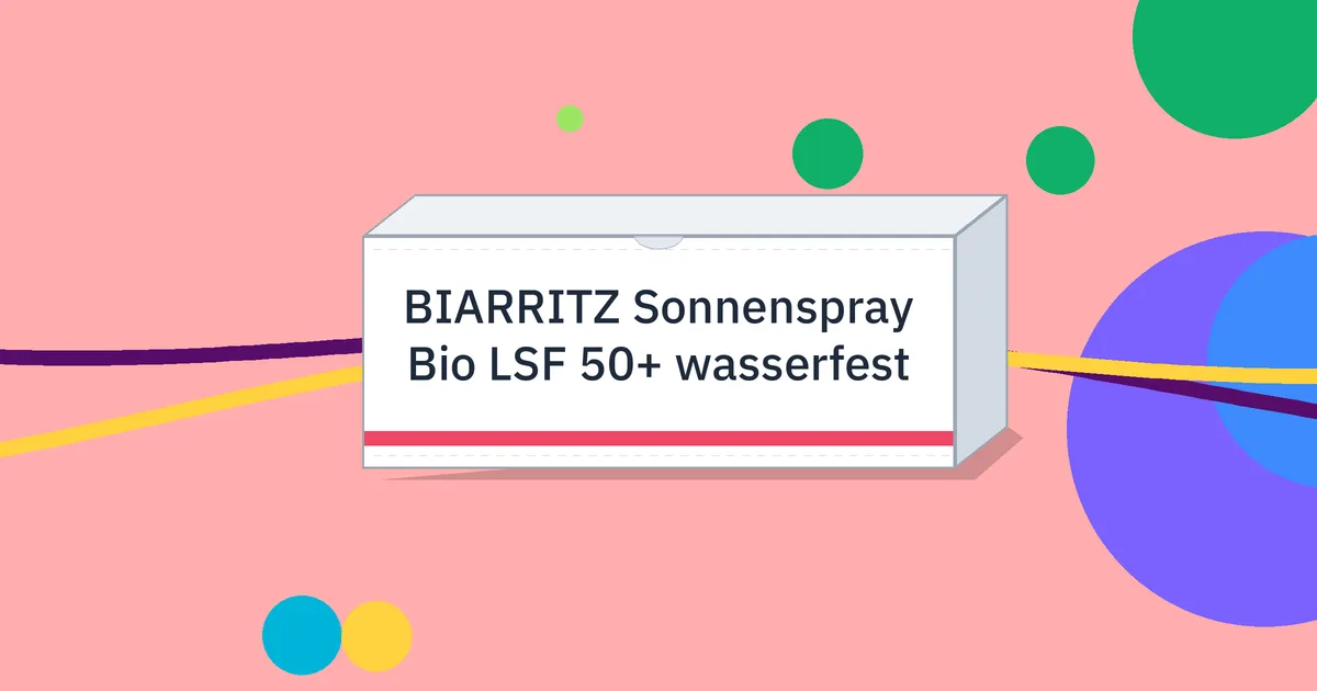 Symbolbild: Packung mit der Aufschrift BIARRITZ Sonnenspray Bio LSF 50+ wasserfest (PZN 20898612) – Verfügbarkeit und Bezug in Apotheken in Frankfurt am Main