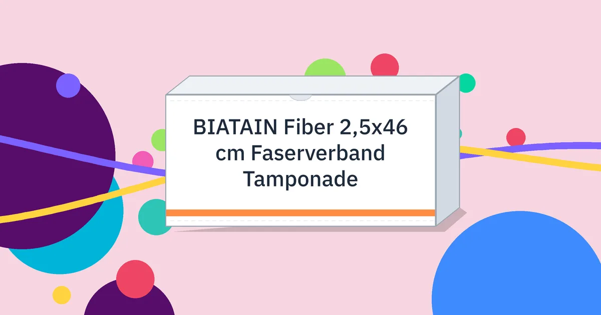 Symbolbild: Packung mit der Aufschrift BIATAIN Fiber 2,5x46 cm Faserverband Tamponade (PZN 17264499) – Verfügbarkeit und Bezug in Apotheken in Frankfurt am Main
