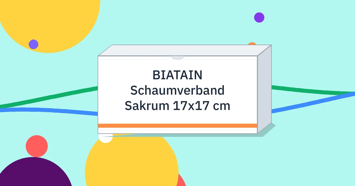 Symbolbild: Packung mit der Aufschrift BIATAIN Schaumverband Sakrum 17x17 cm (PZN 19348295) – Verfügbarkeit und Bezug in Apotheken in Frankfurt am Main