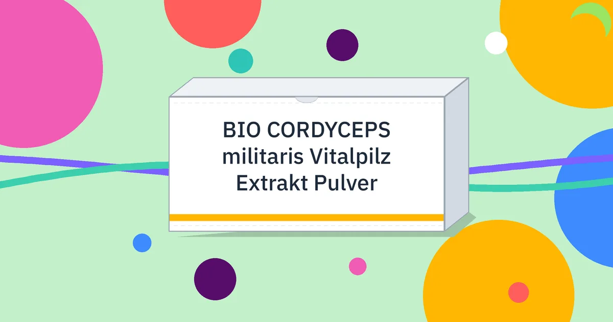 Symbolbild: Packung mit der Aufschrift BIO CORDYCEPS militaris Vitalpilz Extrakt Pulver (PZN 19820504) – Verfügbarkeit und Bezug in Apotheken in Frankfurt am Main
