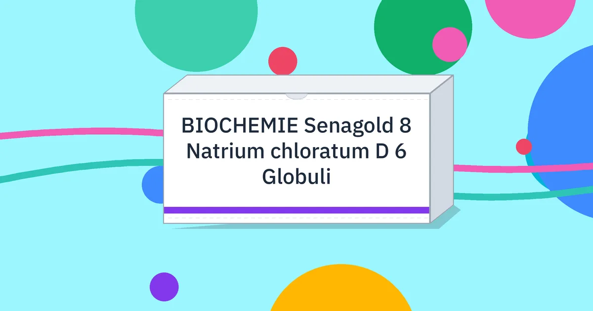 Symbolbild: Packung mit der Aufschrift BIOCHEMIE Senagold 8 Natrium chloratum D 6 Globuli (PZN 06827717) – Verfügbarkeit und Bezug in Apotheken in Frankfurt am Main