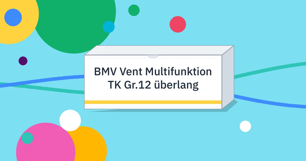 Symbolbild: Packung mit der Aufschrift BMV Vent Multifunktion TK Gr.12 überlang (PZN 18384946) – Verfügbarkeit und Bezug in Apotheken in Frankfurt am Main