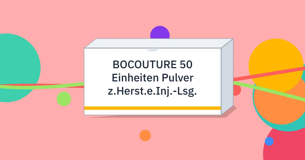 Symbolbild: Packung mit der Aufschrift BOCOUTURE 50 Einheiten Pulver z.Herst.e.Inj.-Lsg. (PZN 20796449) – Verfügbarkeit und Bezug in Apotheken in Frankfurt am Main
