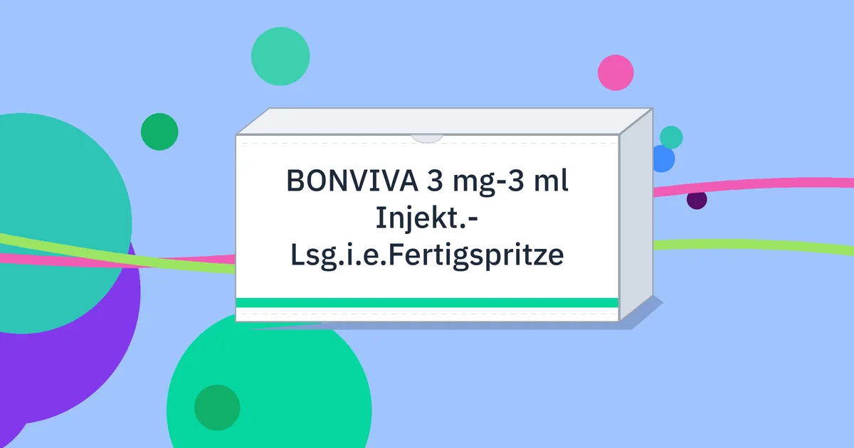 Symbolbild: Packung mit der Aufschrift BONVIVA 3 mg-3 ml Injekt.-Lsg.i.e.Fertigspritze (PZN 09013352) – Verfügbarkeit und Bezug in Apotheken in Frankfurt am Main