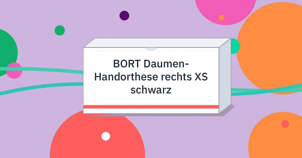 Symbolbild: Packung mit der Aufschrift BORT Daumen-Handorthese rechts XS schwarz (PZN 14412048) – Verfügbarkeit und Bezug in Apotheken in Frankfurt am Main