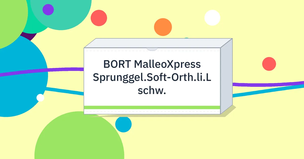 Symbolbild: Packung mit der Aufschrift BORT MalleoXpress Sprunggel.Soft-Orth.li.L schw. (PZN 11581170) – Verfügbarkeit und Bezug in Apotheken in Frankfurt am Main