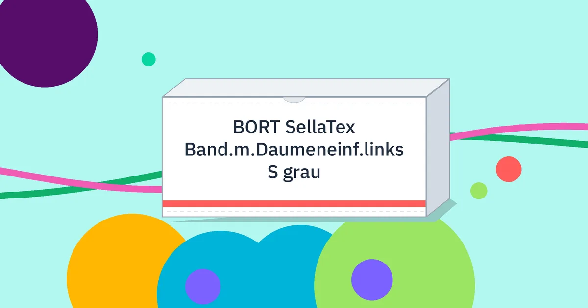 Symbolbild: Packung mit der Aufschrift BORT SellaTex Band.m.Daumeneinf.links S grau (PZN 10207713) – Verfügbarkeit und Bezug in Apotheken in Frankfurt am Main