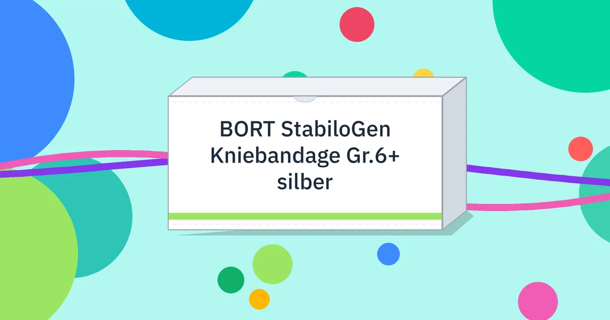 Symbolbild: Packung mit der Aufschrift BORT StabiloGen Kniebandage Gr.6+ silber (PZN 16846928) – Verfügbarkeit und Bezug in Apotheken in Frankfurt am Main