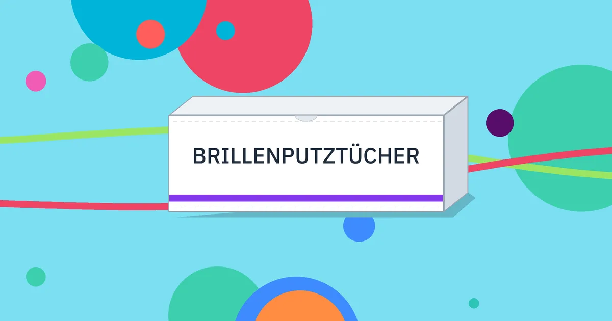 Symbolbild: Packung mit der Aufschrift BRILLENPUTZTÜCHER (PZN 07307167) – Verfügbarkeit und Bezug in Apotheken in Frankfurt am Main