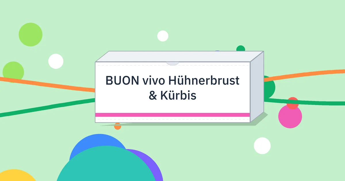 Symbolbild: Packung mit der Aufschrift BUON vivo Hühnerbrust & Kürbis (PZN 17553312) – Verfügbarkeit und Bezug in Apotheken in Frankfurt am Main