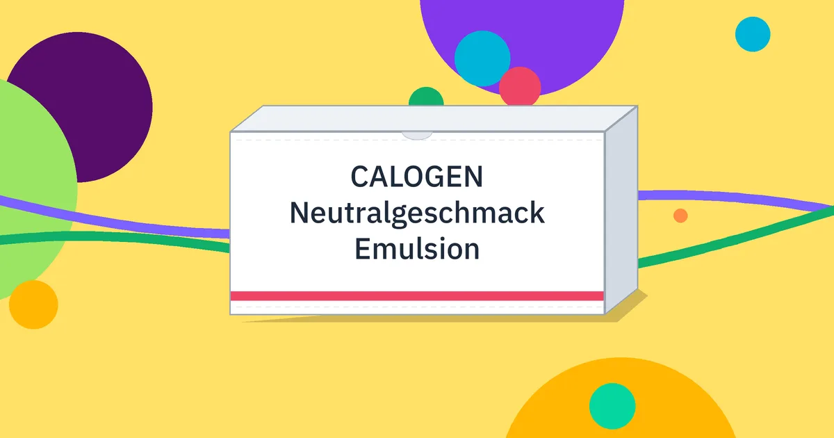 Symbolbild: Packung mit der Aufschrift CALOGEN Neutralgeschmack Emulsion (PZN 03995845) – Verfügbarkeit und Bezug in Apotheken in Frankfurt am Main