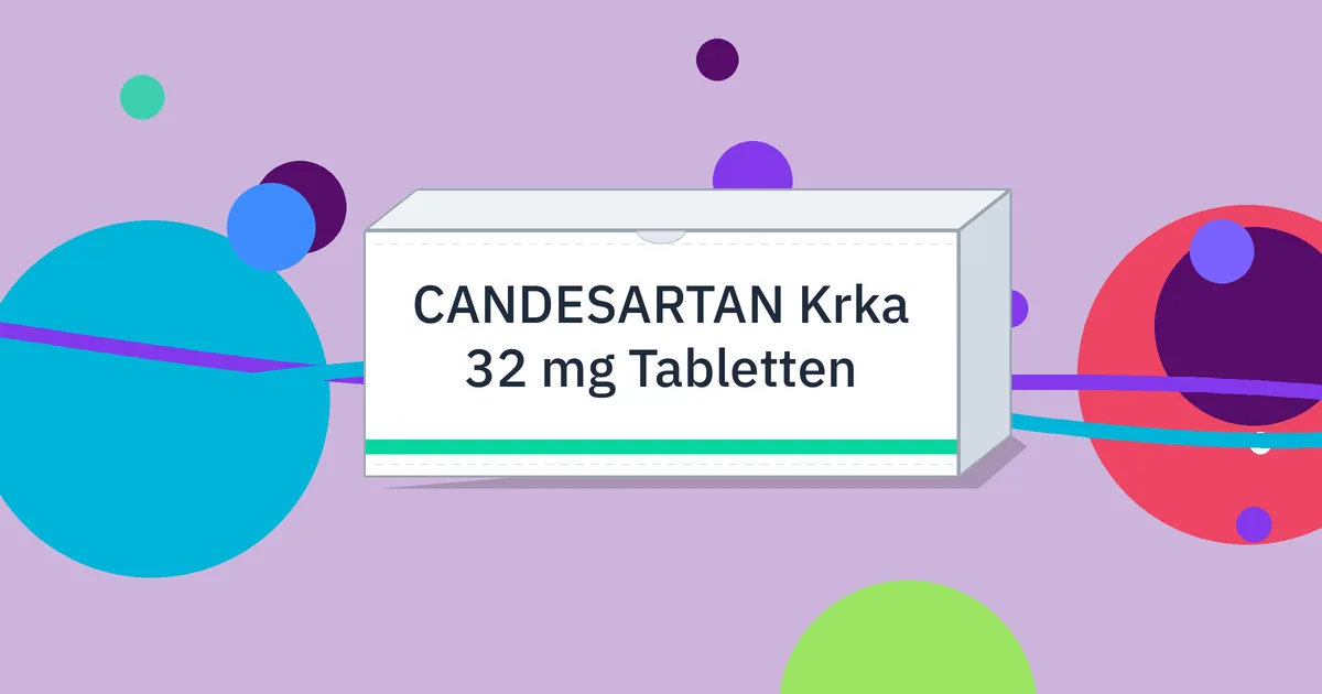Symbolbild: Packung mit der Aufschrift CANDESARTAN Krka 32 mg Tabletten (PZN 14272535) – Verfügbarkeit und Bezug in Apotheken in Frankfurt am Main
