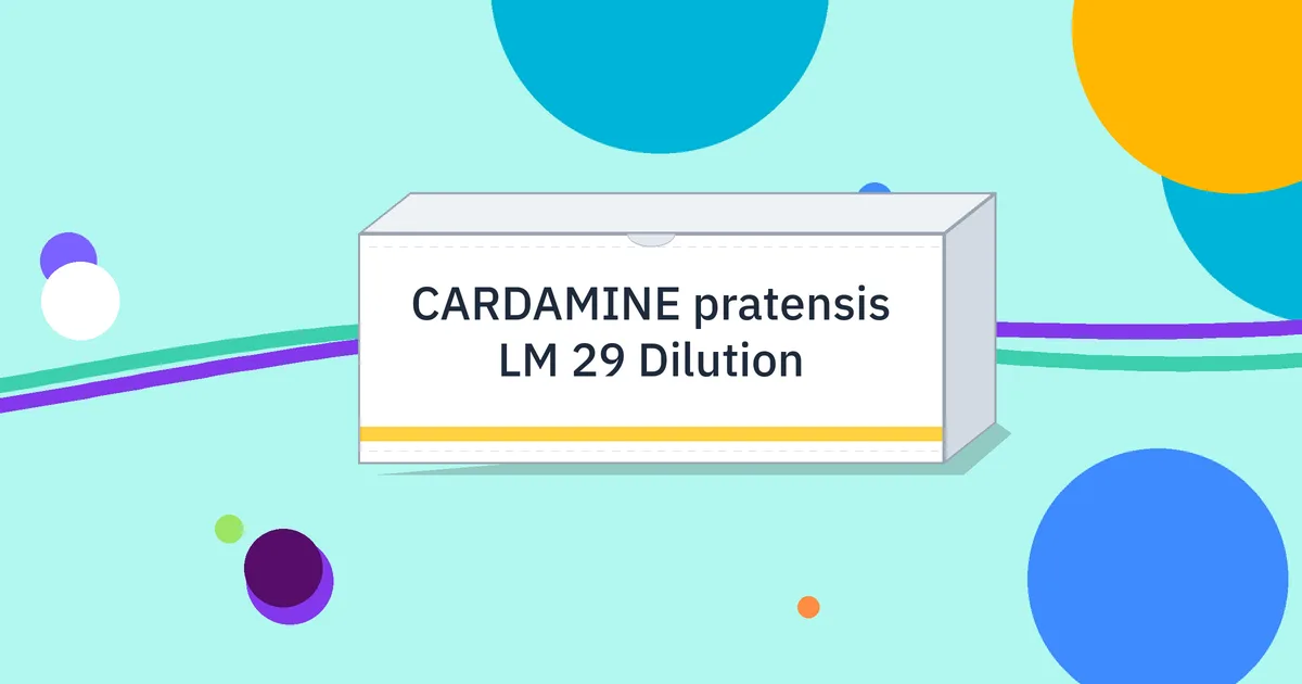 Symbolbild: Packung mit der Aufschrift CARDAMINE pratensis LM 29 Dilution (PZN 13429354) – Verfügbarkeit und Bezug in Apotheken in Frankfurt am Main