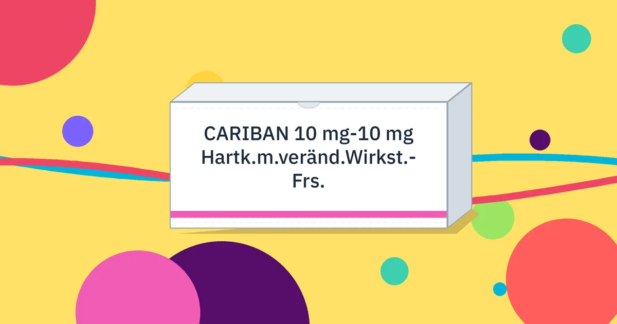 Symbolbild: Packung mit der Aufschrift CARIBAN 10 mg-10 mg Hartk.m.veränd.Wirkst.-Frs. (PZN 18744681) – Verfügbarkeit und Bezug in Apotheken in Frankfurt am Main