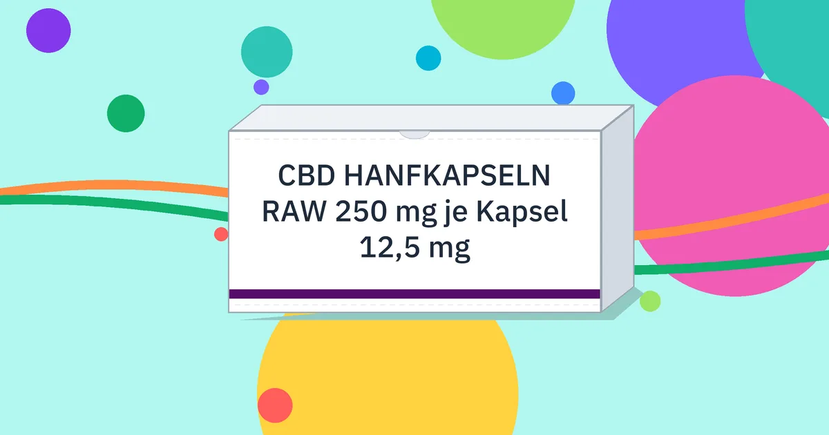 Symbolbild: Packung mit der Aufschrift CBD HANFKAPSELN RAW 250 mg je Kapsel 12,5 mg (PZN 15630994) – Verfügbarkeit und Bezug in Apotheken in Frankfurt am Main