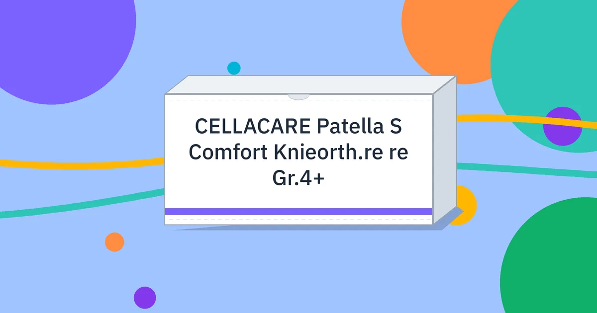 Symbolbild: Packung mit der Aufschrift CELLACARE Patella S Comfort Knieorth.re re Gr.4+ (PZN 19251265) – Verfügbarkeit und Bezug in Apotheken in Frankfurt am Main