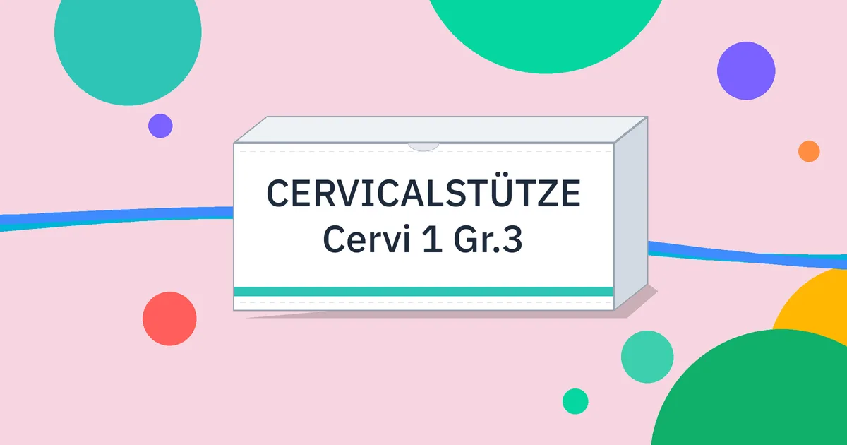 Symbolbild: Packung mit der Aufschrift CERVICALSTÜTZE Cervi 1 Gr.3 (PZN 05042457) – Verfügbarkeit und Bezug in Apotheken in Frankfurt am Main