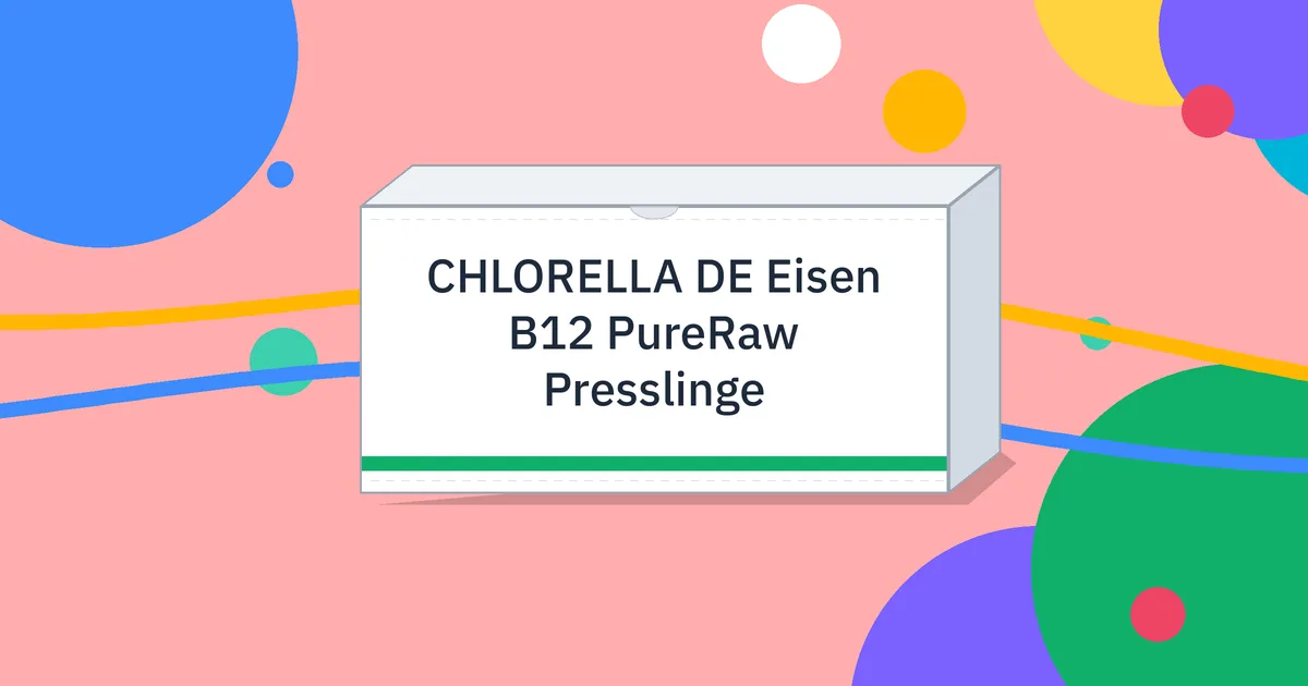 Symbolbild: Packung mit der Aufschrift CHLORELLA DE Eisen B12 PureRaw Presslinge (PZN 16805674) – Verfügbarkeit und Bezug in Apotheken in Frankfurt am Main