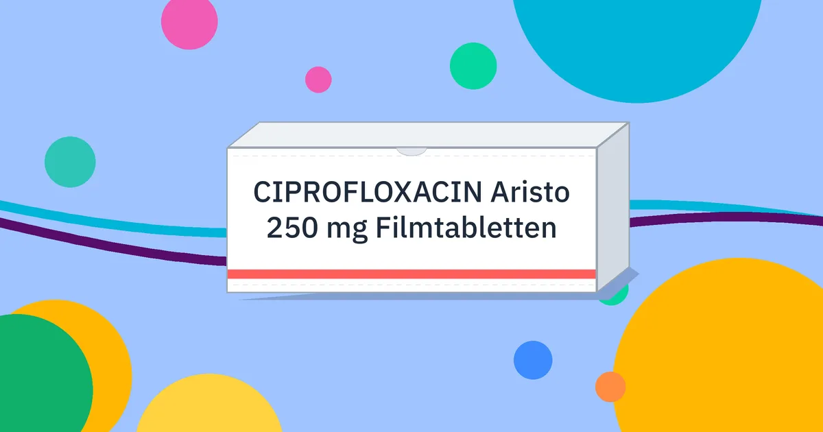 Symbolbild: Packung mit der Aufschrift CIPROFLOXACIN Aristo 250 mg Filmtabletten (PZN 05515298) – Verfügbarkeit und Bezug in Apotheken in Frankfurt am Main