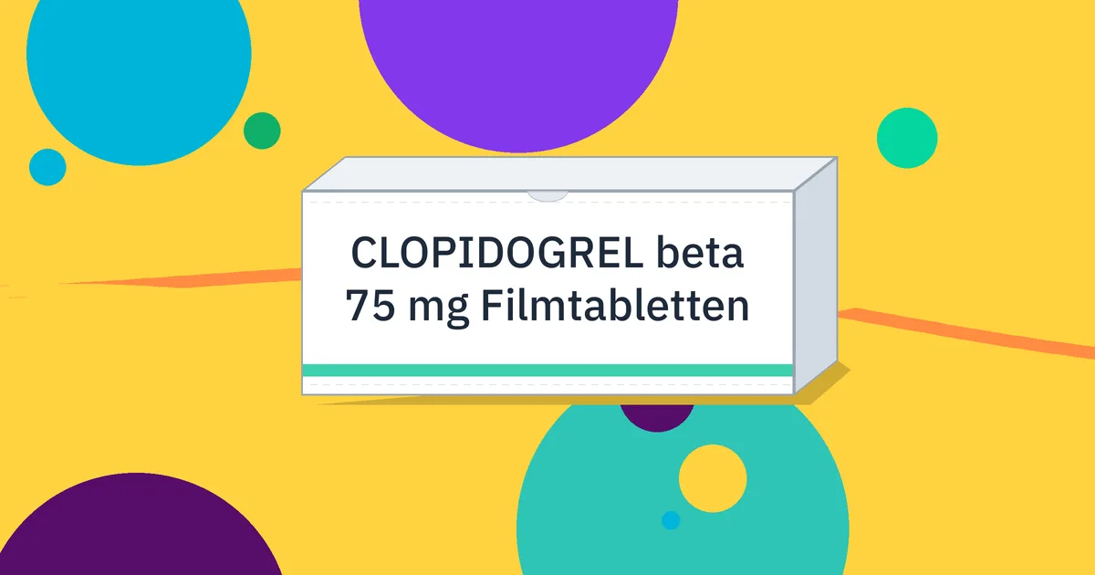 Symbolbild: Packung mit der Aufschrift CLOPIDOGREL beta 75 mg Filmtabletten (PZN 19211136) – Verfügbarkeit und Bezug in Apotheken in Frankfurt am Main