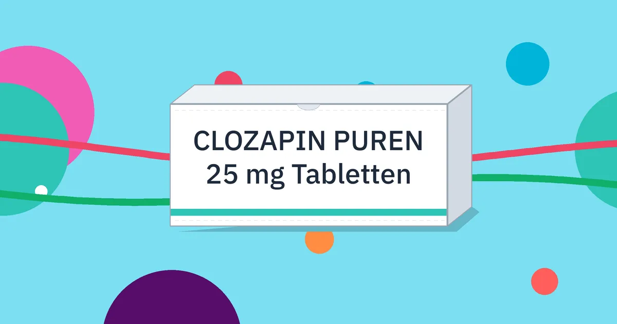 Symbolbild: Packung mit der Aufschrift CLOZAPIN PUREN 25 mg Tabletten (PZN 15237245) – Verfügbarkeit und Bezug in Apotheken in Frankfurt am Main