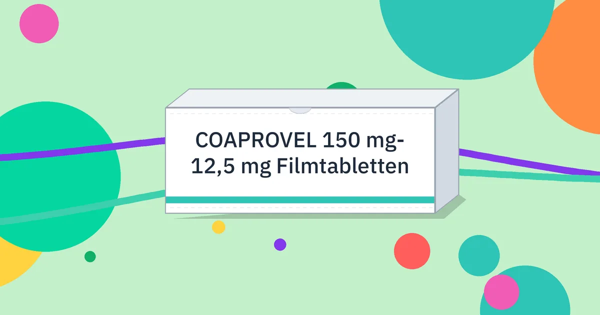 Symbolbild: Packung mit der Aufschrift COAPROVEL 150 mg-12,5 mg Filmtabletten (PZN 20099130) – Verfügbarkeit und Bezug in Apotheken in Frankfurt am Main