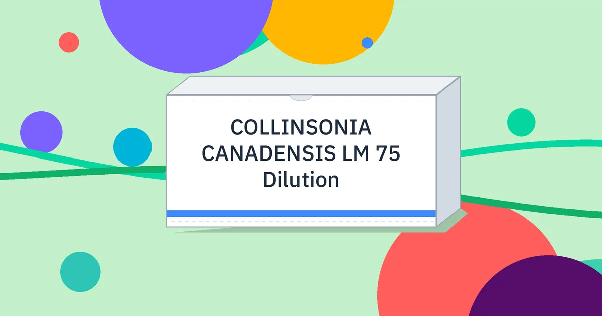 Symbolbild: Packung mit der Aufschrift COLLINSONIA CANADENSIS LM 75 Dilution (PZN 13448096) – Verfügbarkeit und Bezug in Apotheken in Frankfurt am Main