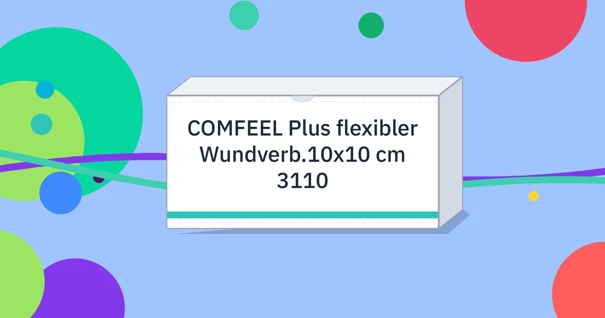 Symbolbild: Packung mit der Aufschrift COMFEEL Plus flexibler Wundverb.10x10 cm 3110 (PZN 11117024) – Verfügbarkeit und Bezug in Apotheken in Frankfurt am Main