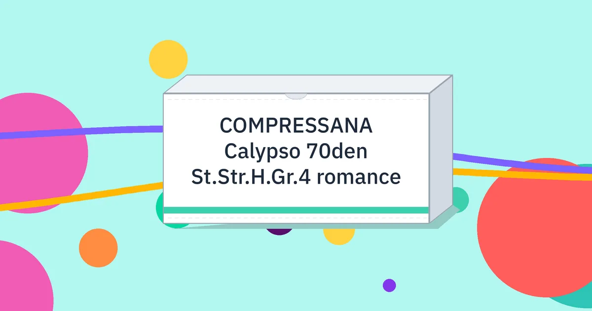 Symbolbild: Packung mit der Aufschrift COMPRESSANA Calypso 70den St.Str.H.Gr.4 romance (PZN 07718806) – Verfügbarkeit und Bezug in Apotheken in Frankfurt am Main