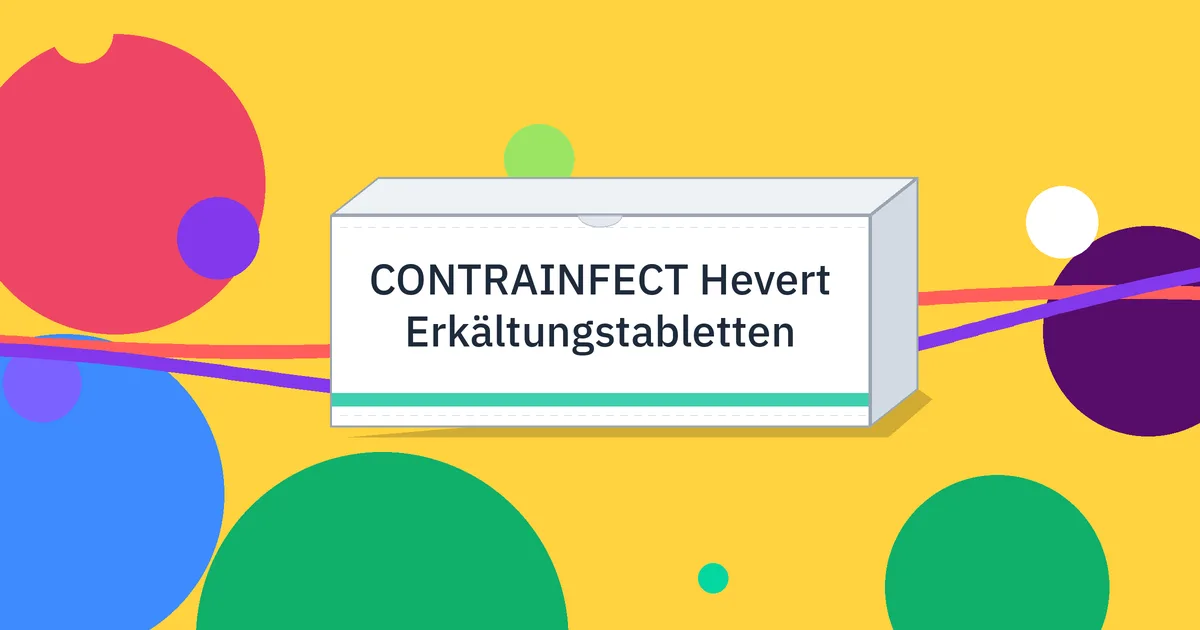 Symbolbild: Packung mit der Aufschrift CONTRAINFECT Hevert Erkältungstabletten (PZN 12855072) – Verfügbarkeit und Bezug in Apotheken in Frankfurt am Main