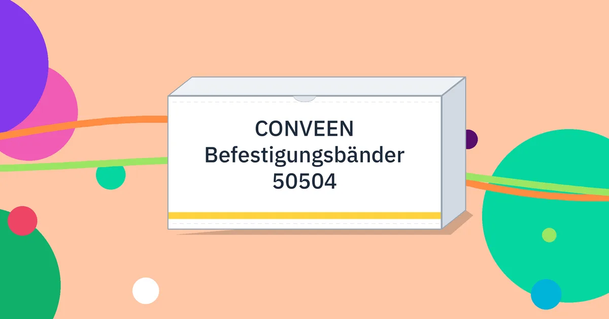 Symbolbild: Packung mit der Aufschrift CONVEEN Befestigungsbänder 50504 (PZN 16783530) – Verfügbarkeit und Bezug in Apotheken in Frankfurt am Main
