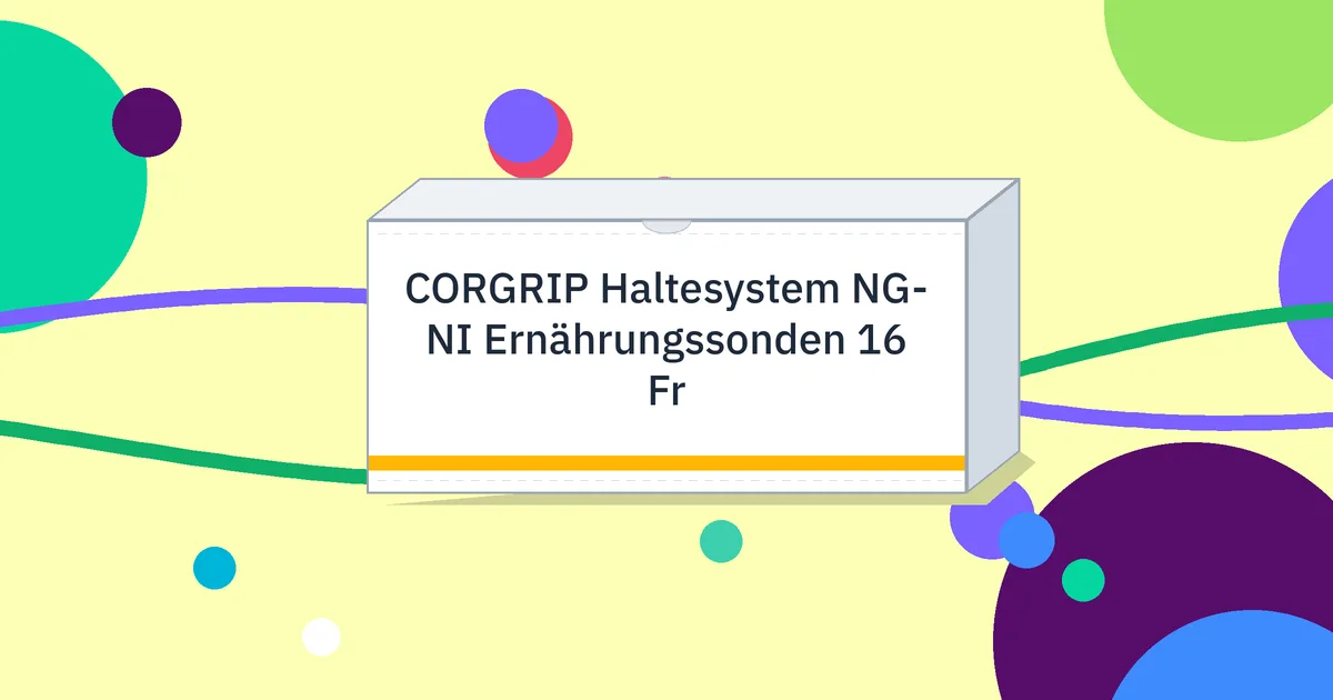 Symbolbild: Packung mit der Aufschrift CORGRIP Haltesystem NG-NI Ernährungssonden 16 Fr (PZN 17579145) – Verfügbarkeit und Bezug in Apotheken in Frankfurt am Main