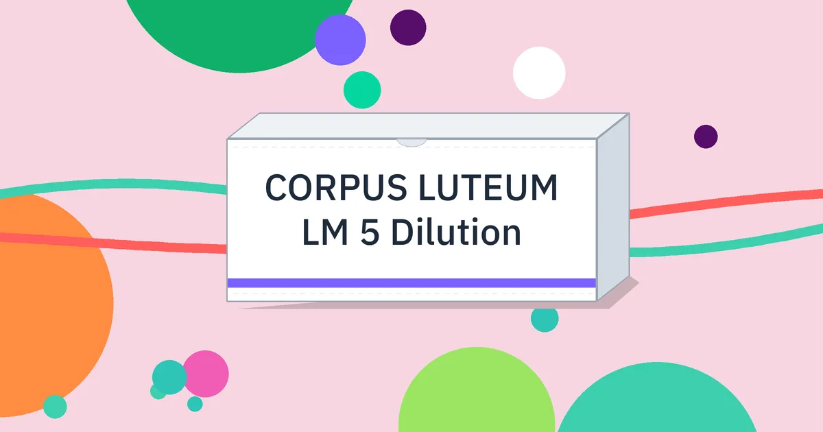 Symbolbild: Packung mit der Aufschrift CORPUS LUTEUM LM 5 Dilution (PZN 12834816) – Verfügbarkeit und Bezug in Apotheken in Frankfurt am Main