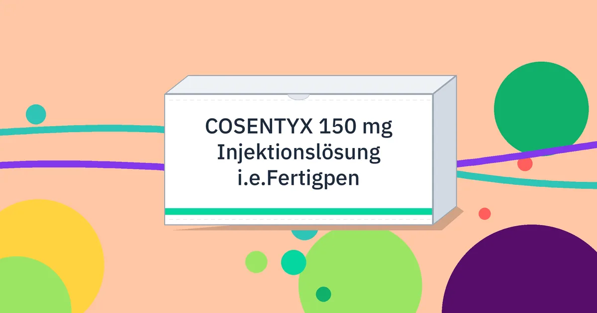 Symbolbild: Packung mit der Aufschrift COSENTYX 150 mg Injektionslösung i.e.Fertigpen (PZN 13513008) – Verfügbarkeit und Bezug in Apotheken in Frankfurt am Main