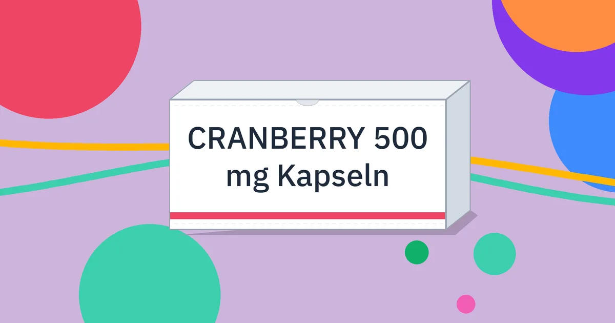 Symbolbild: Packung mit der Aufschrift CRANBERRY 500 mg Kapseln (PZN 03418674) – Verfügbarkeit und Bezug in Apotheken in Frankfurt am Main